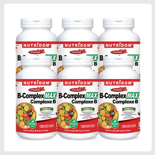Nutridom Vitamin B-Complex MAX, 120 Veggie Capsules - 6 PACK – CAFORIA.CA